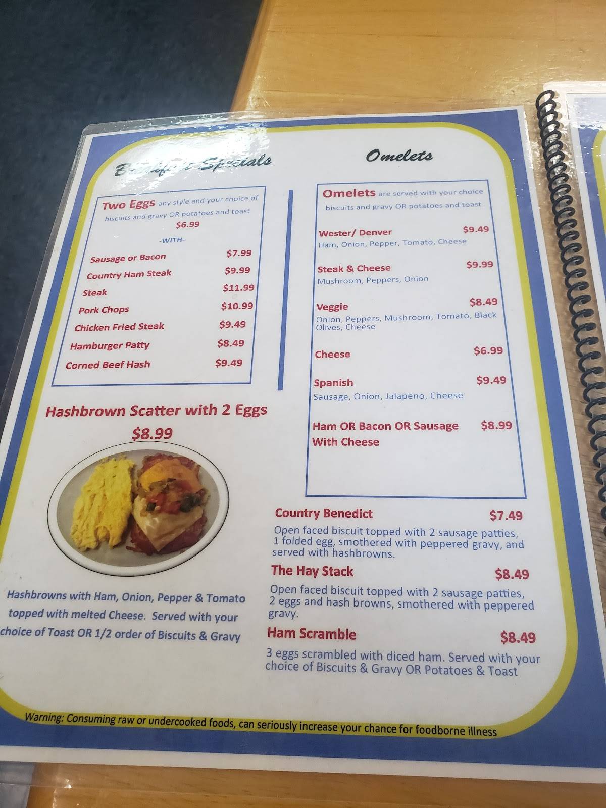 Menu at The Cozy Kitchen restaurant, Mountain Home