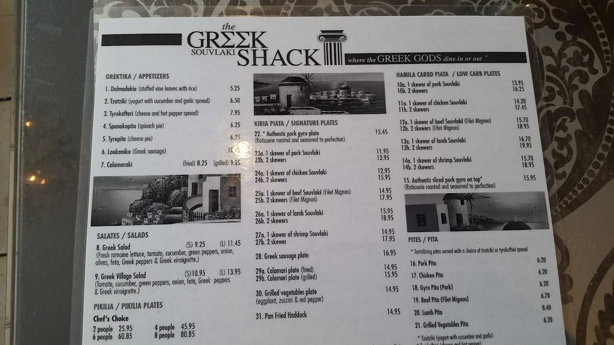 Menu at The Greek Souvlaki Shack restaurant, Ottawa