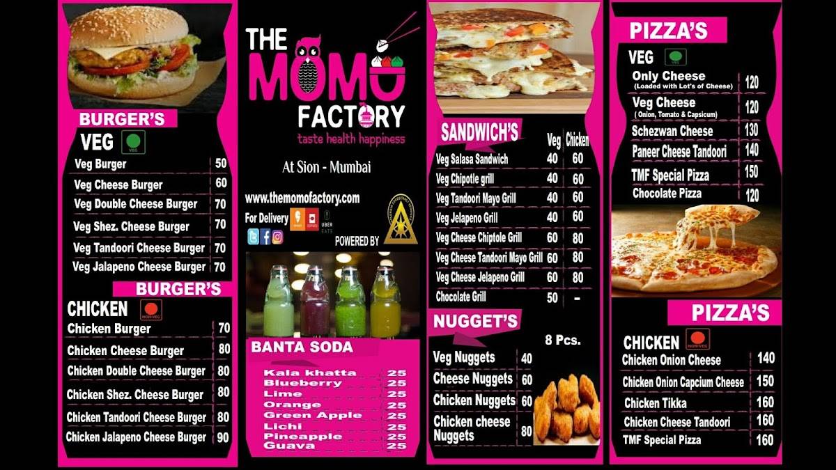 Menu at The MOMO Factory, Mumbai, T-1
