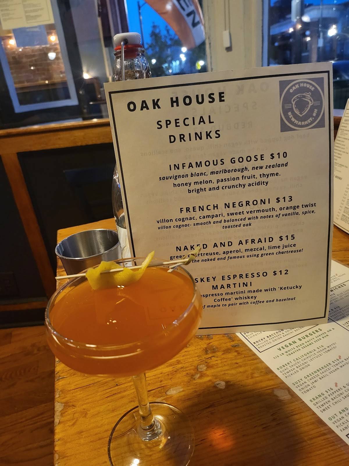 Menu at The Oak House restaurant, Newmarket