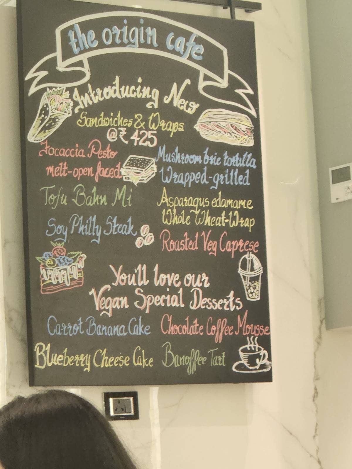 Menu at The Origin Cafe, Mumbai
