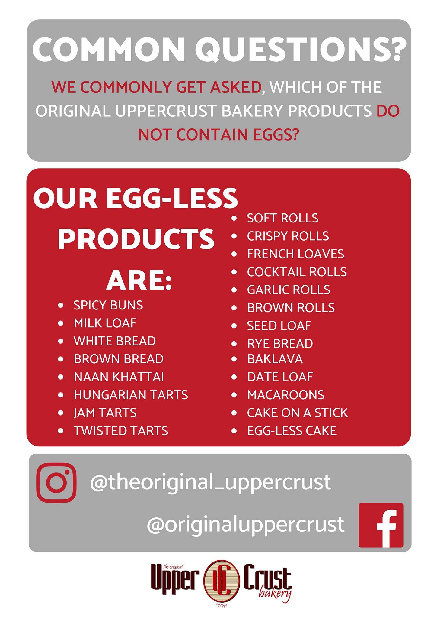 Menu at The Original Uppercrust Bakery, Lenasia
