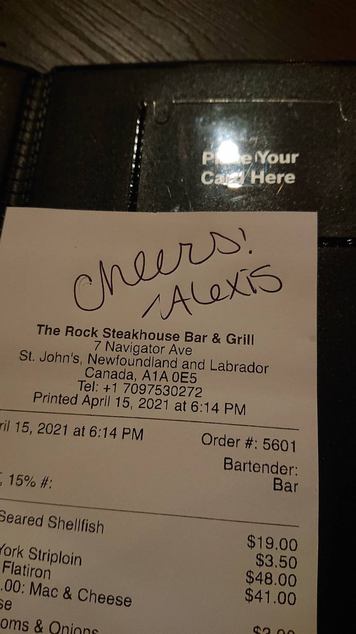 Menu at The Rock Steakhouse Bar & Grill, St. John's