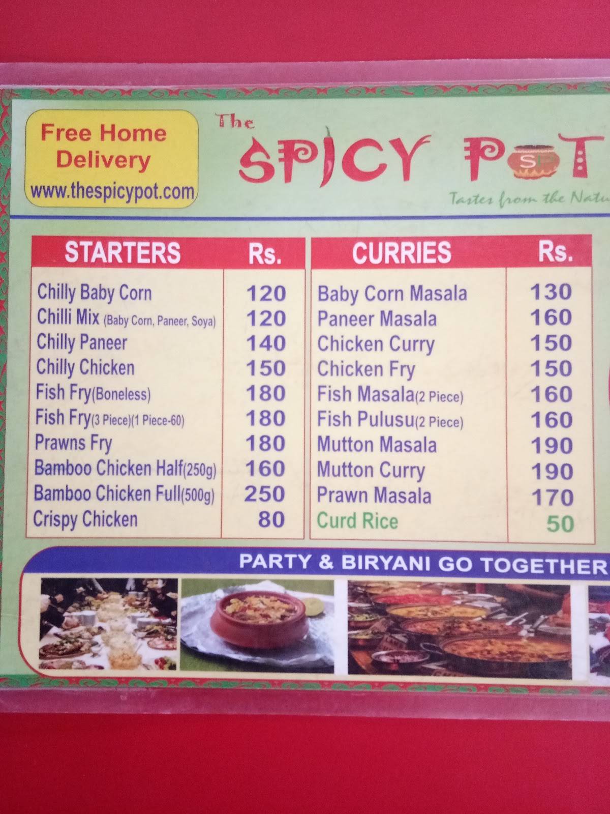 Menu at The Spicy Pot, Hyderabad, The Spicy Pot