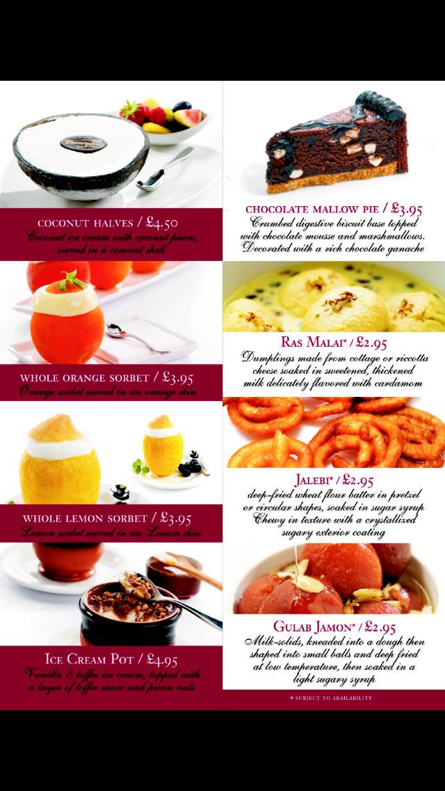 Menu at The Taj Mahal restaurant, Machynlleth