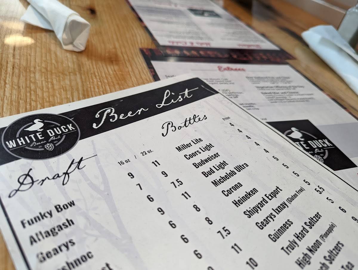 Menu at The White Duck Brew Pub, Winthrop