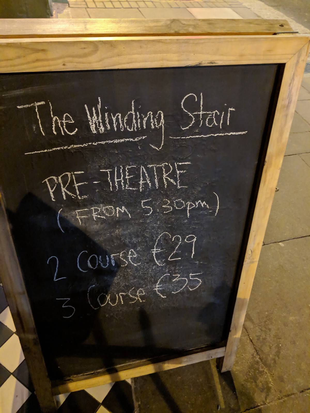 Menu at The Winding Stair restaurant, Dublin