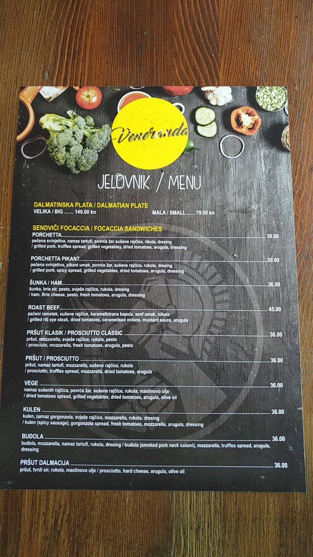 Menu at Restaurant Veneranda Split, Split