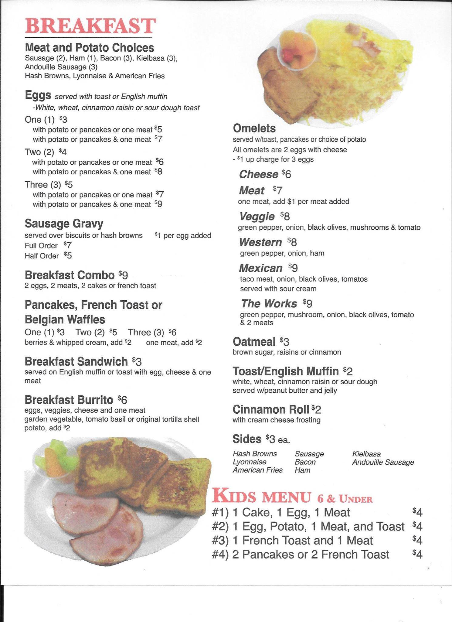 Menu at Village House restaurant, Boyd