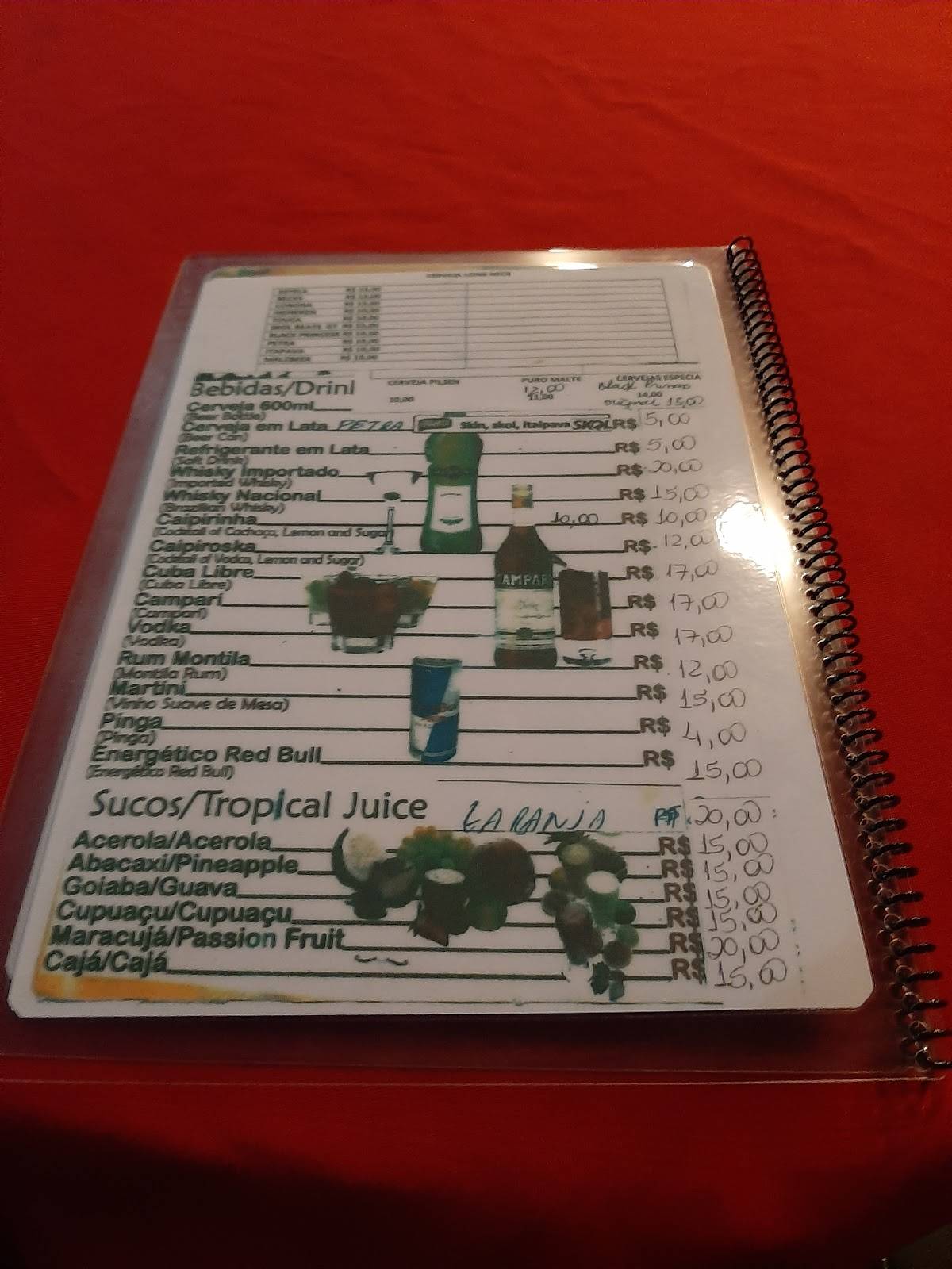 Carta de Restaurante Flutuante Skala, Marabá