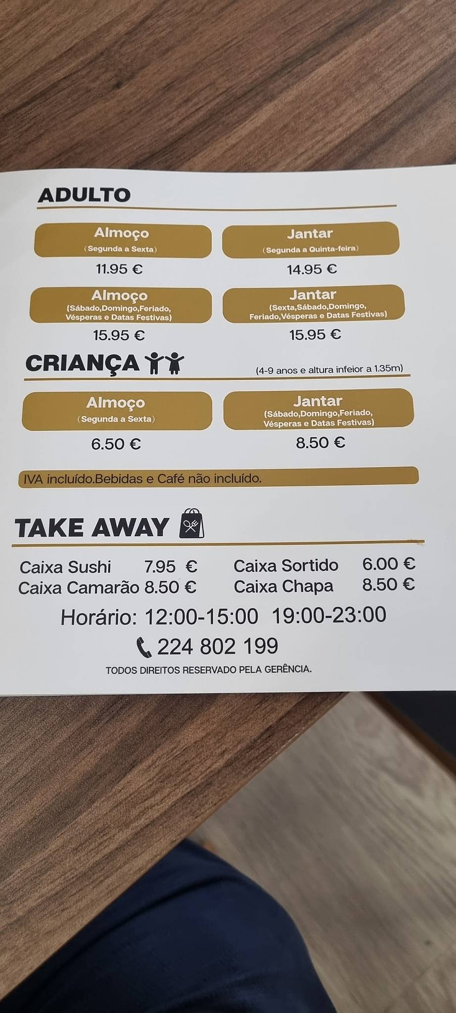 Menu em Panda Douro restaurante, Rio Tinto