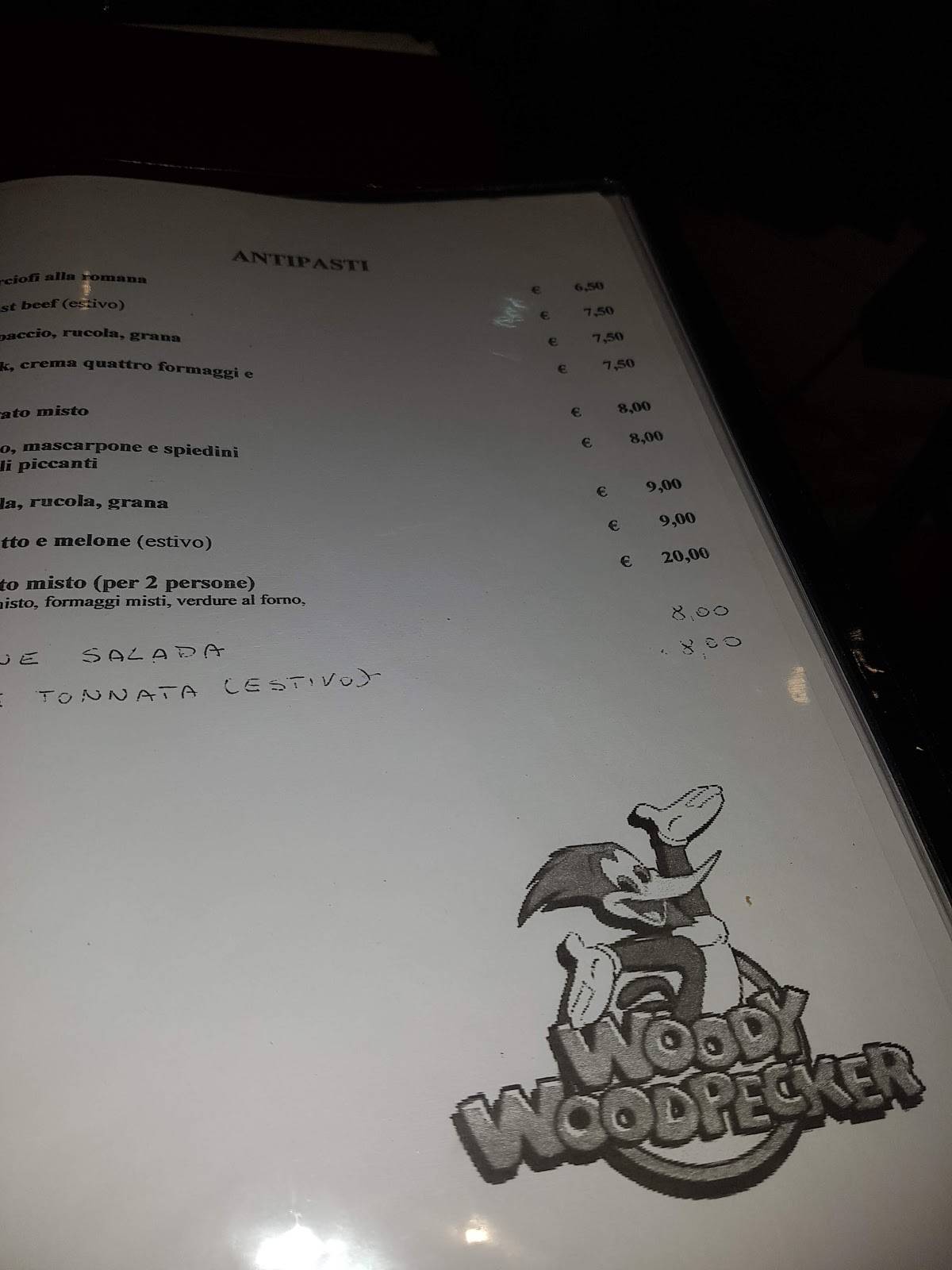 Menu at Ristorante Pizzeria Woodpecker, Ferrara