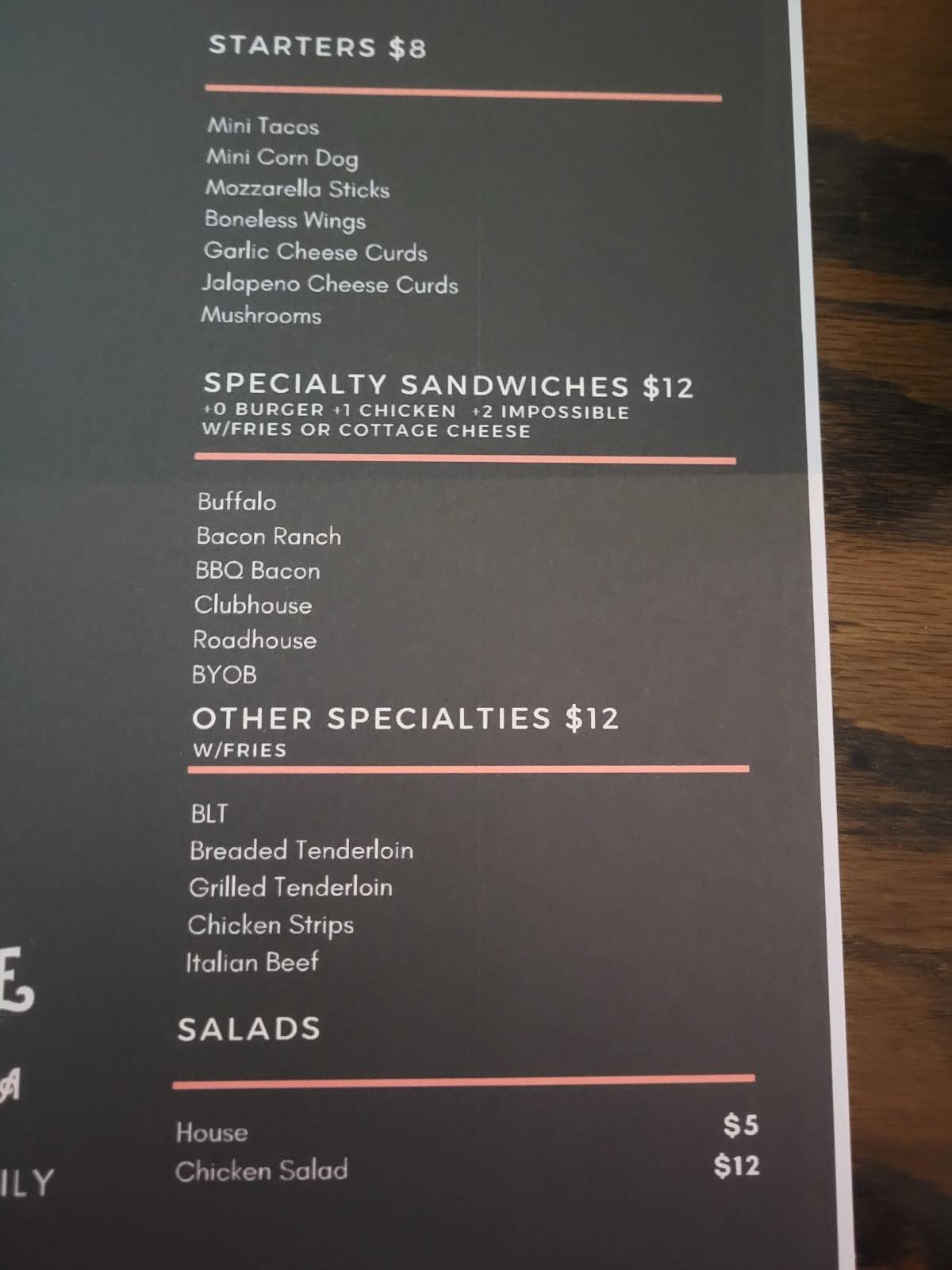 Menu at Riverview Roadhouse Bar & Grill, Le Claire