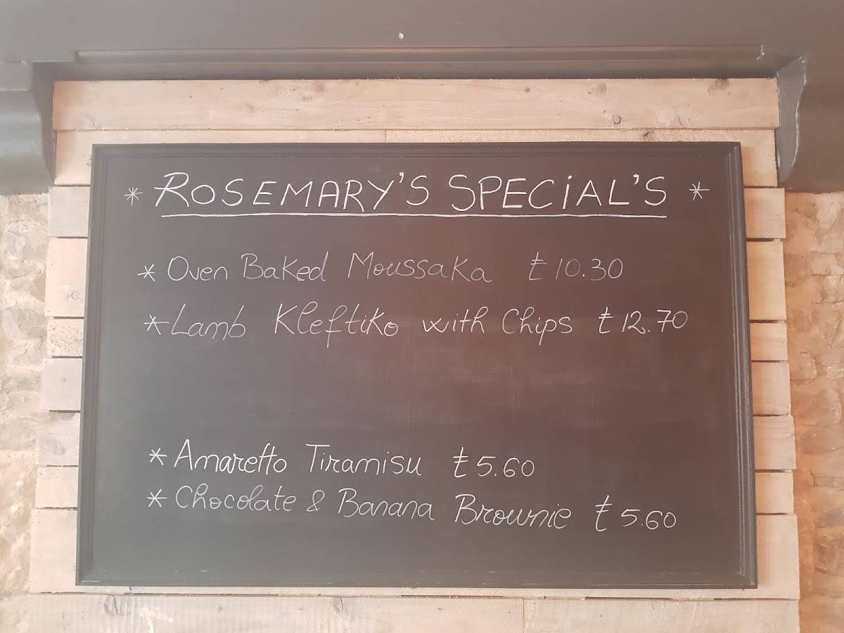 Menu at Rosemary Greek Restaurant, Shepton Mallet