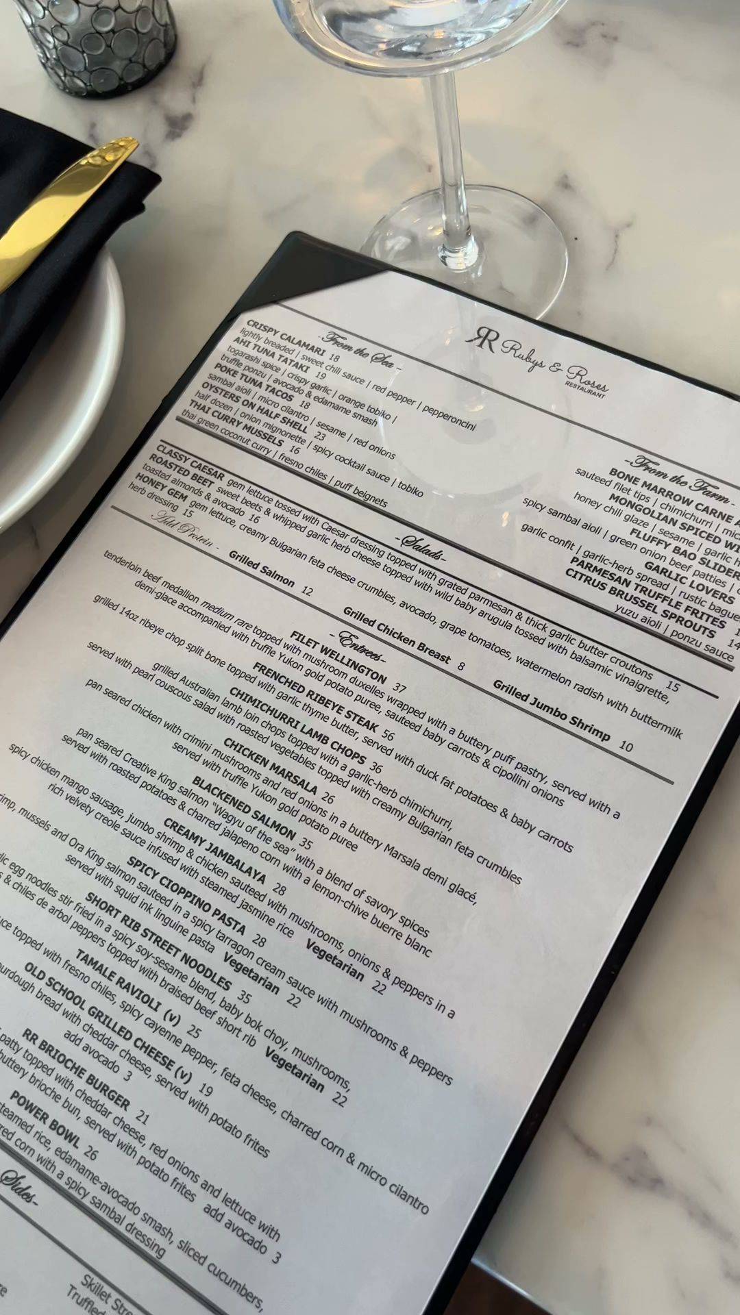 Menu at Rubys & Roses Restaurant, Pleasanton
