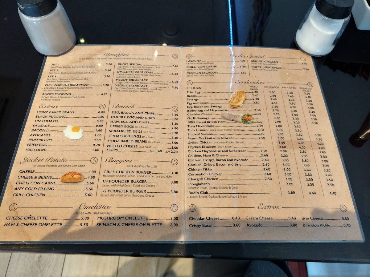 Menu at Rudi's Sandwich Bar, Potters Bar