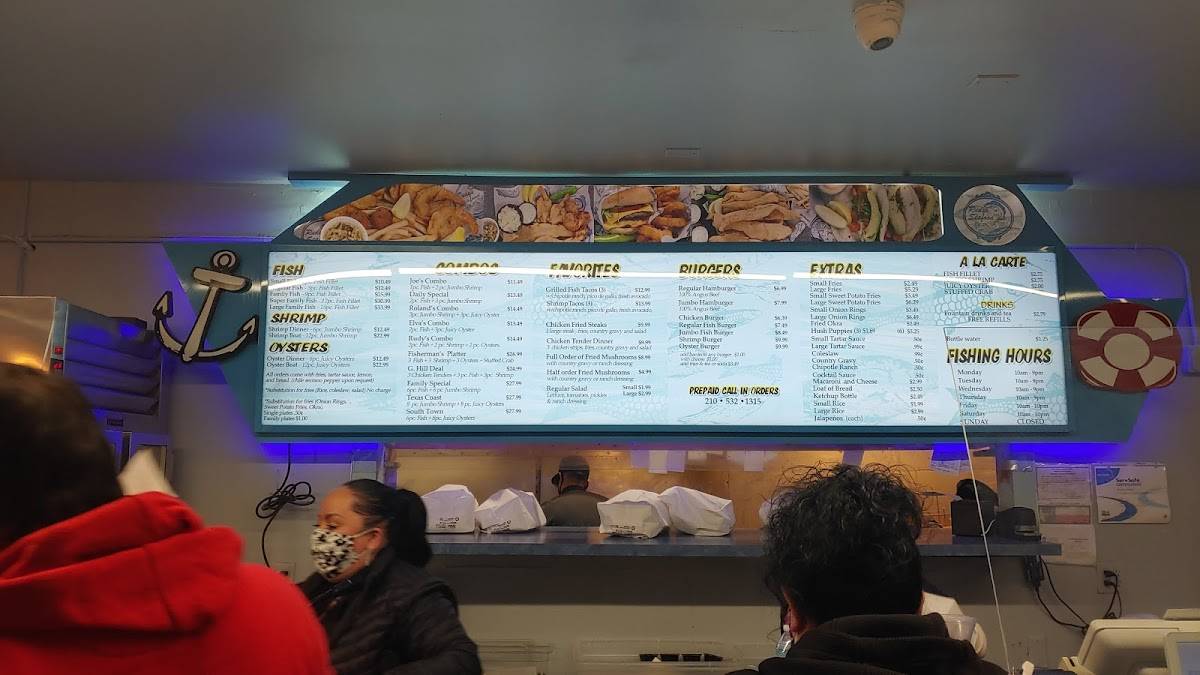 Menu at Rudy's Seafood restaurant, San Antonio