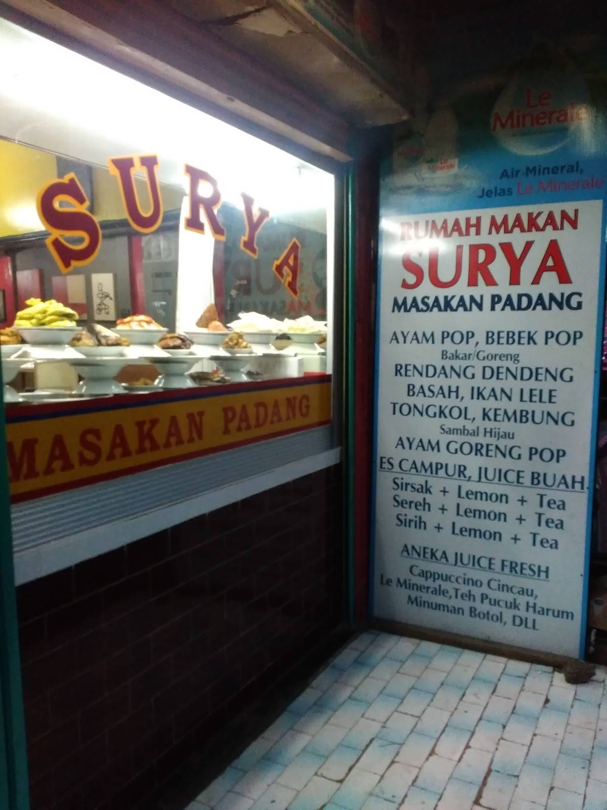 Menu at Rumah Makan SURYA restaurant, Central Jakarta, Jl. Samanhudi No ...