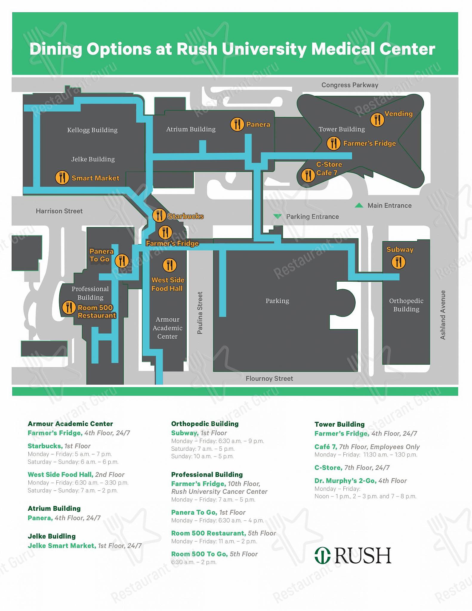 Menu at Rush University Medical Center Cafeteria, Chicago