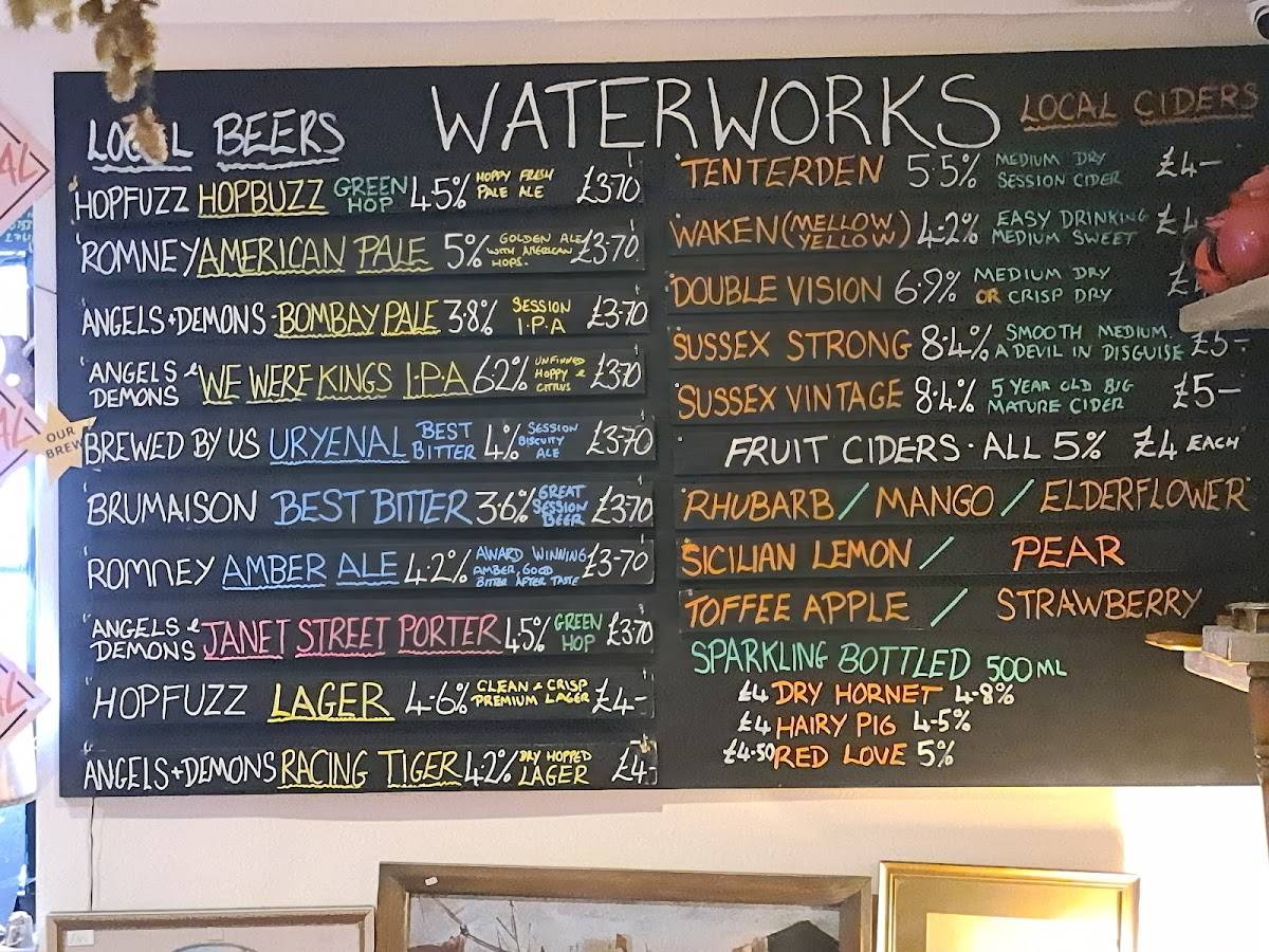 Menu at Rye Waterworks Micropub, Rye