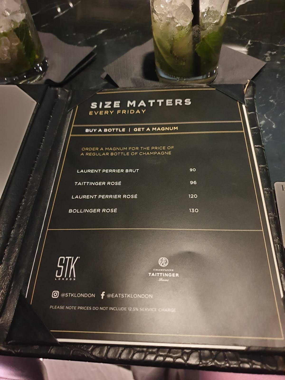 Menu at STK Steakhouse Strand, London, 336-337 Strand