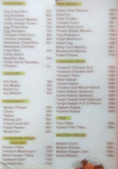 Menu at Sai Bhavan Veg & Non Veg, Bengaluru