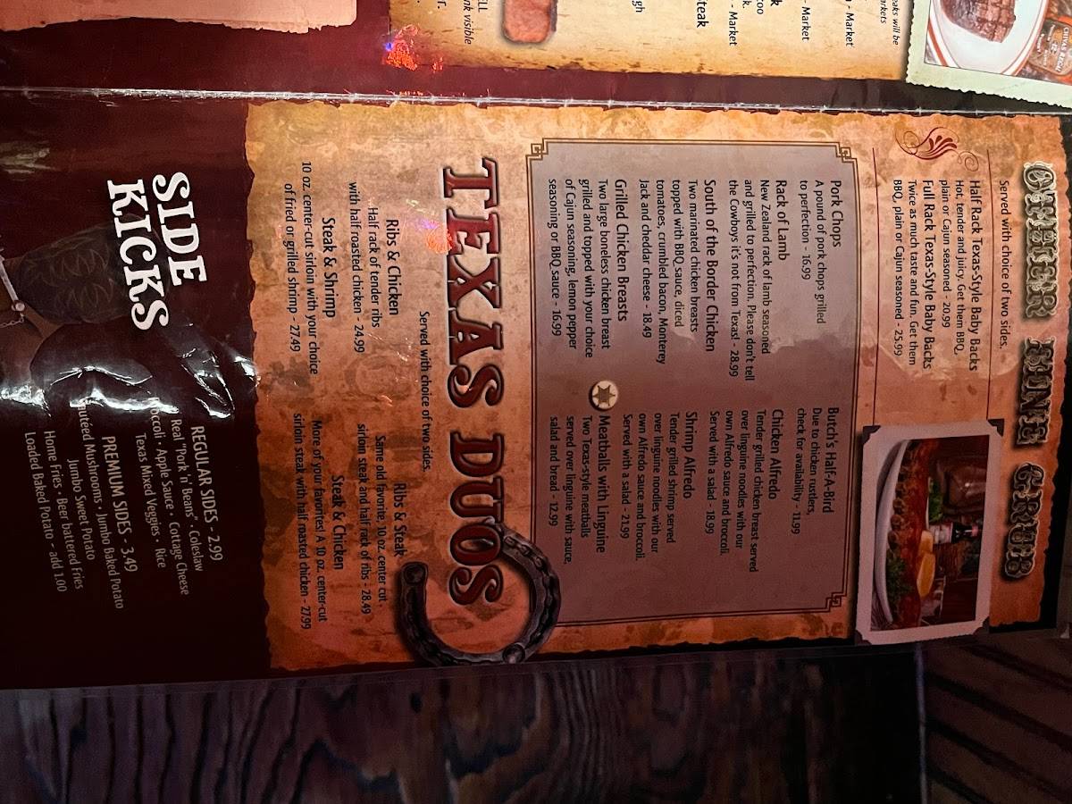 Menu at West Texas Roadhouse steakhouse, Saint Clairsville