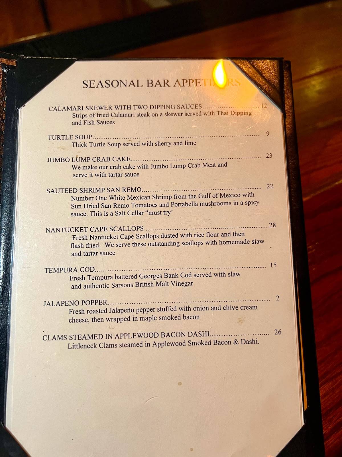 Menu at Salt Cellar Restaurant, Scottsdale, 550 N Hayden Rd