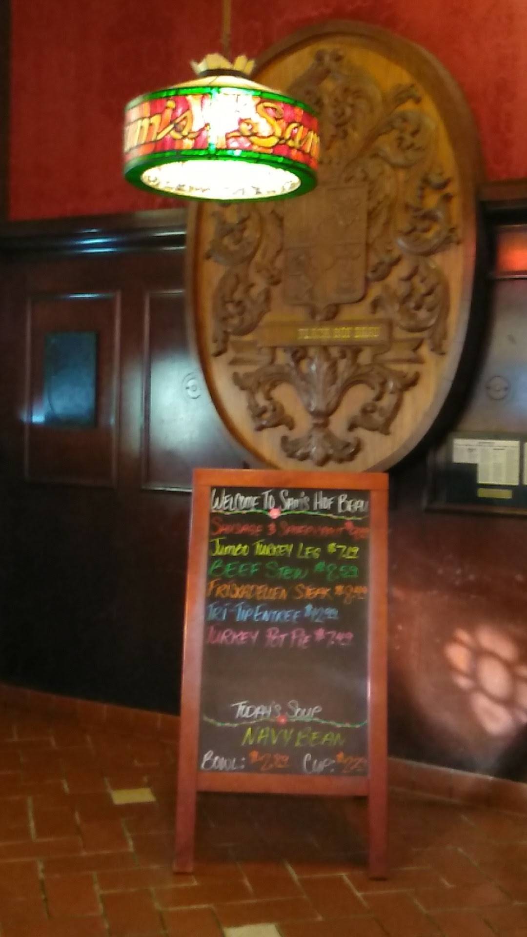 Menu at Sam's Hof Brau restaurant, Sacramento, Watt Ave