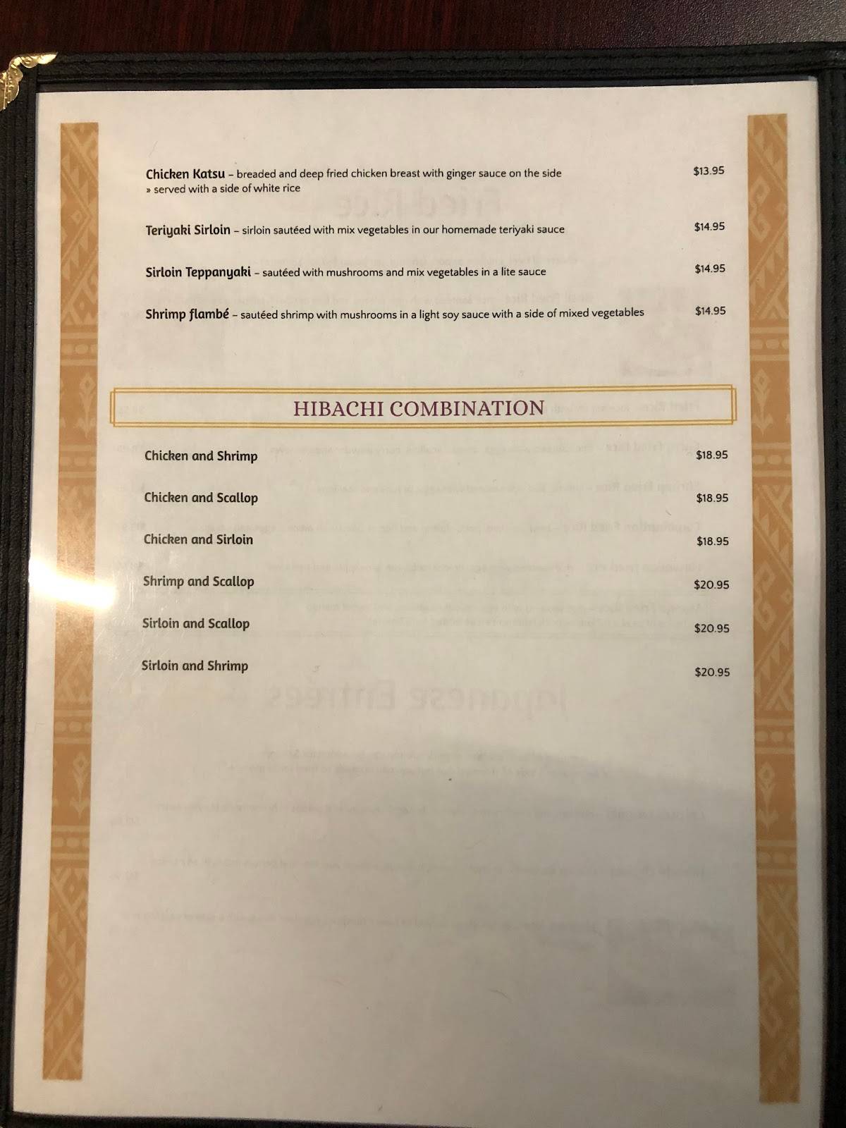 Menu at Basil restaurant, San Angelo