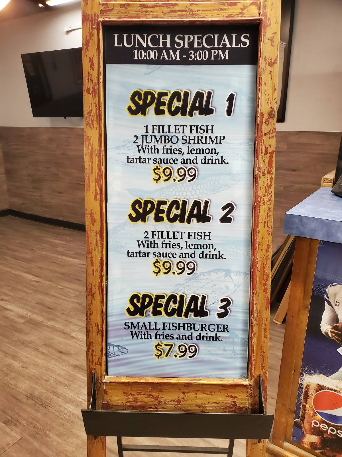 Menu at Rudy's Seafood restaurant, San Antonio