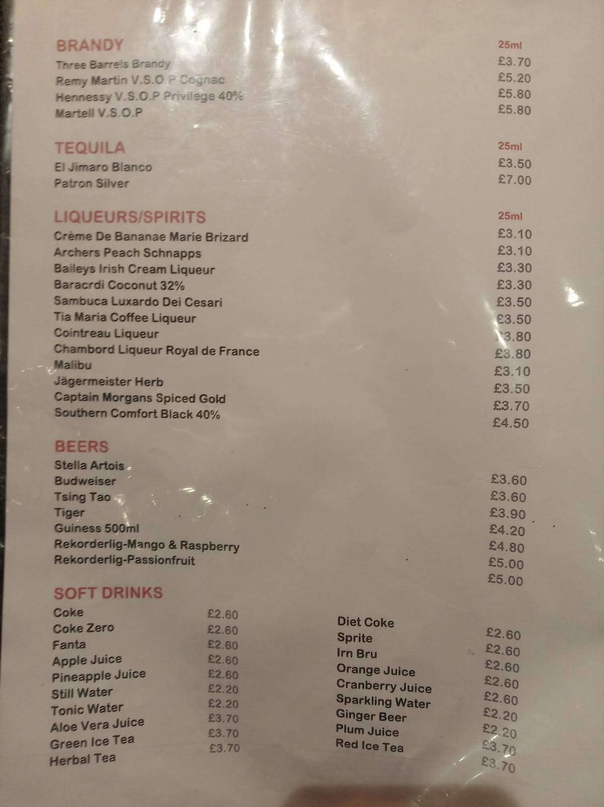 Menu at San Chuan restaurant, Edinburgh