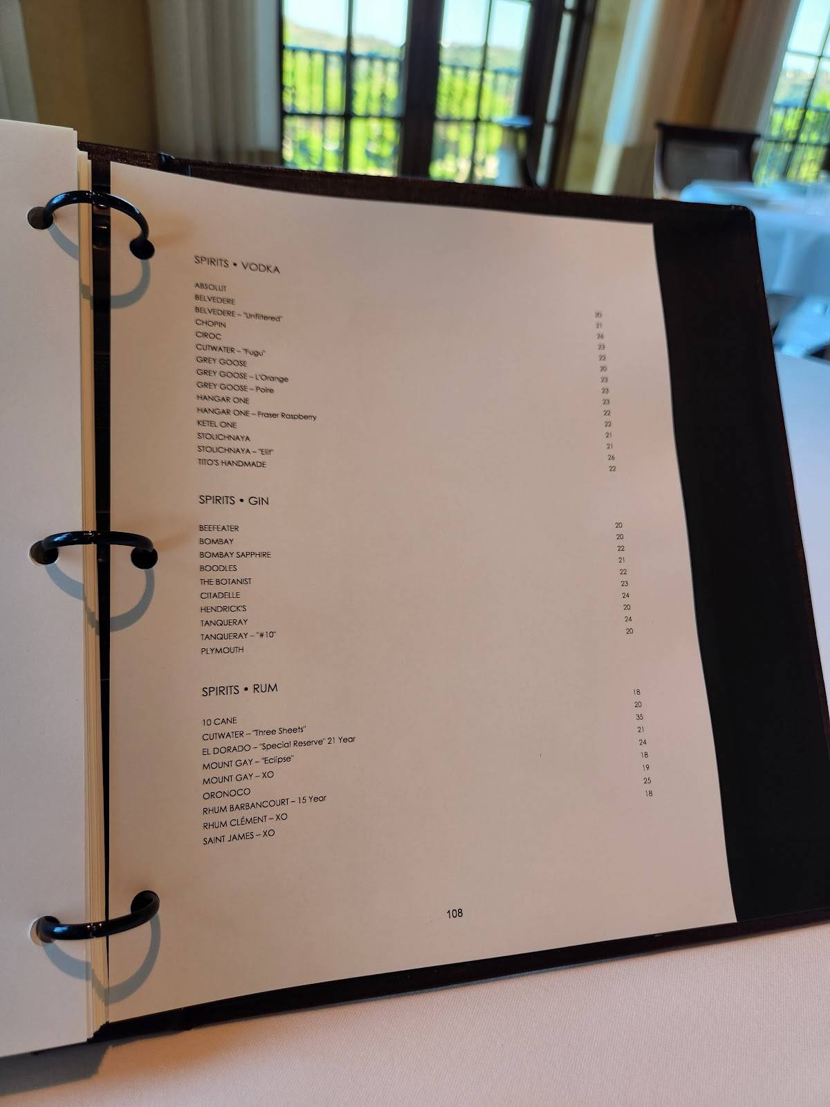 Menu at ADDISON restaurant, San Diego