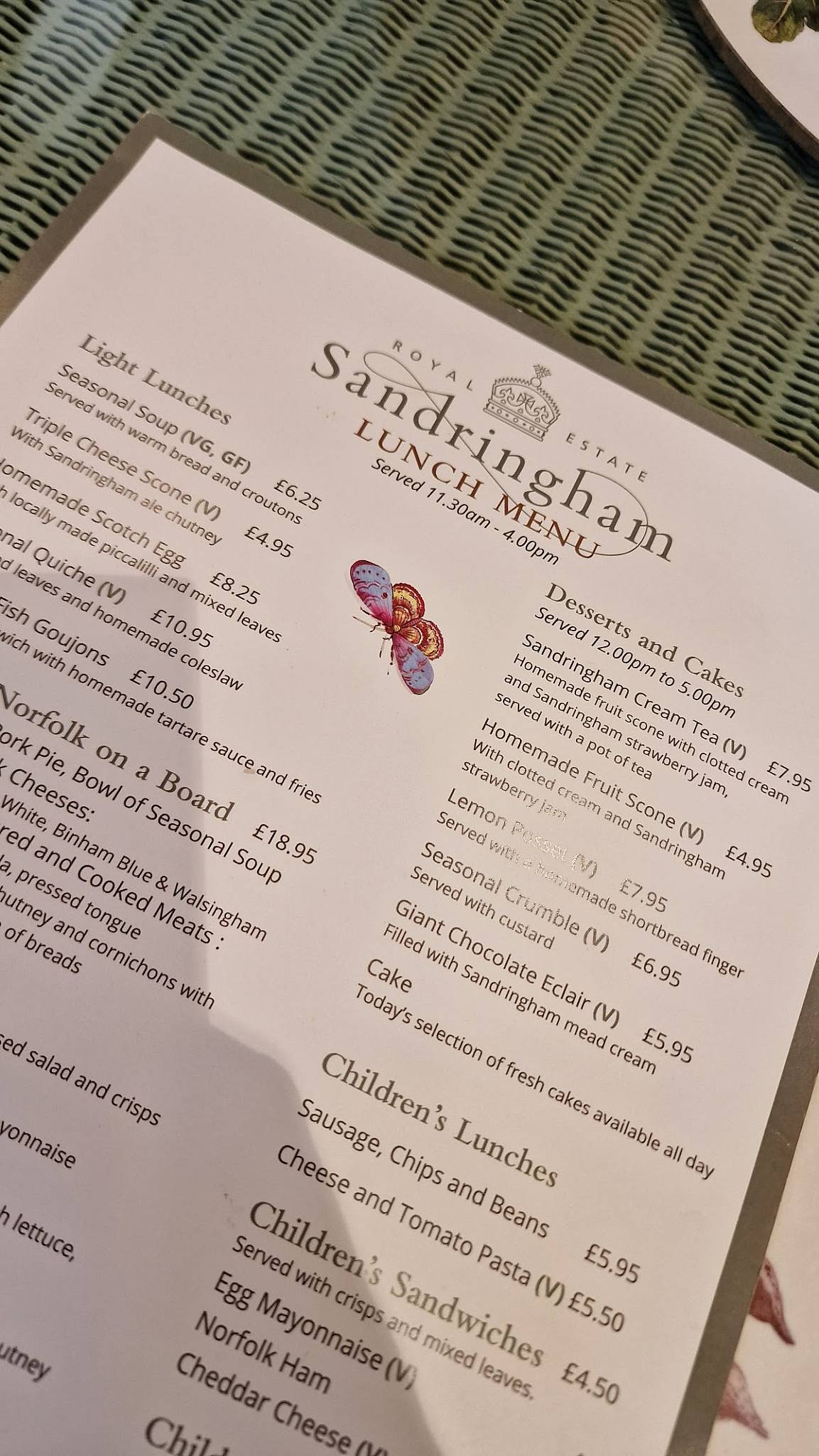 Menu at Sandringham Restaurant, Sandringham