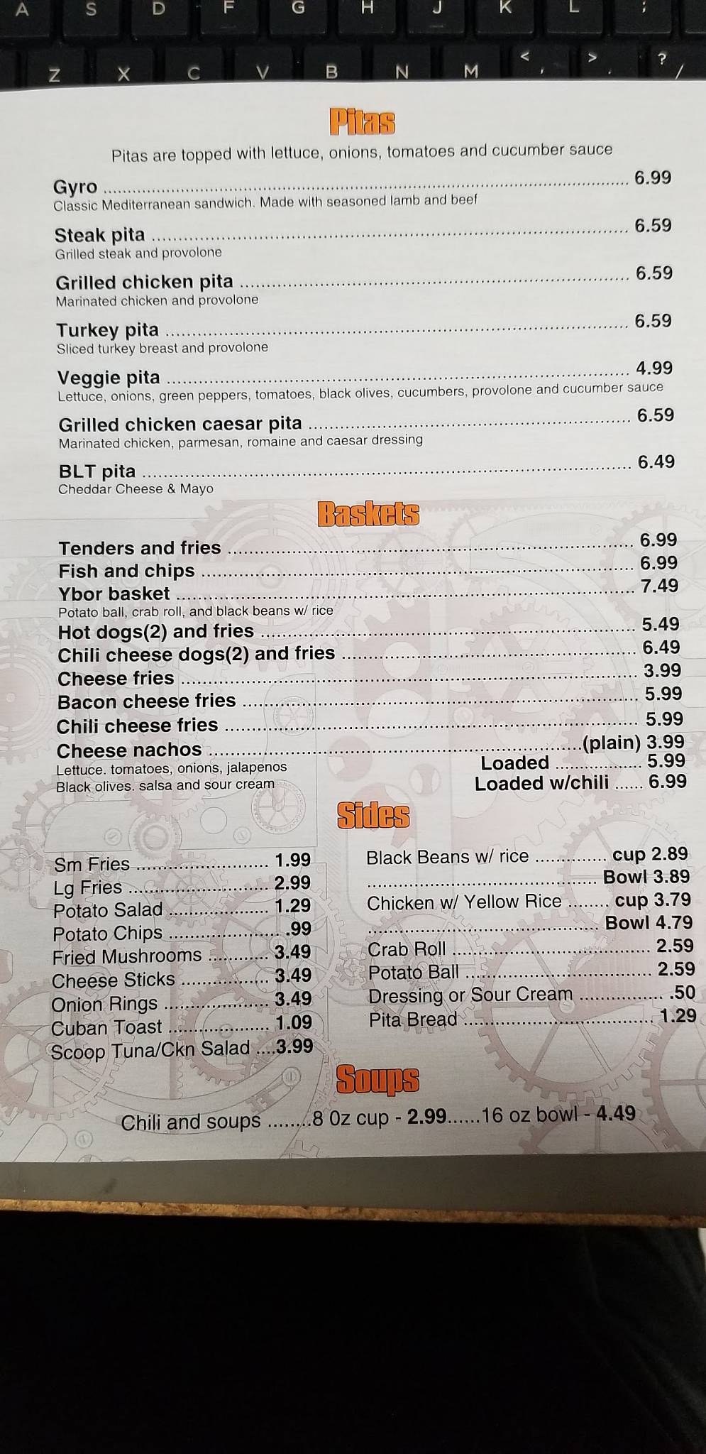 Menu at Sandwich Factory restaurant, Lakeland