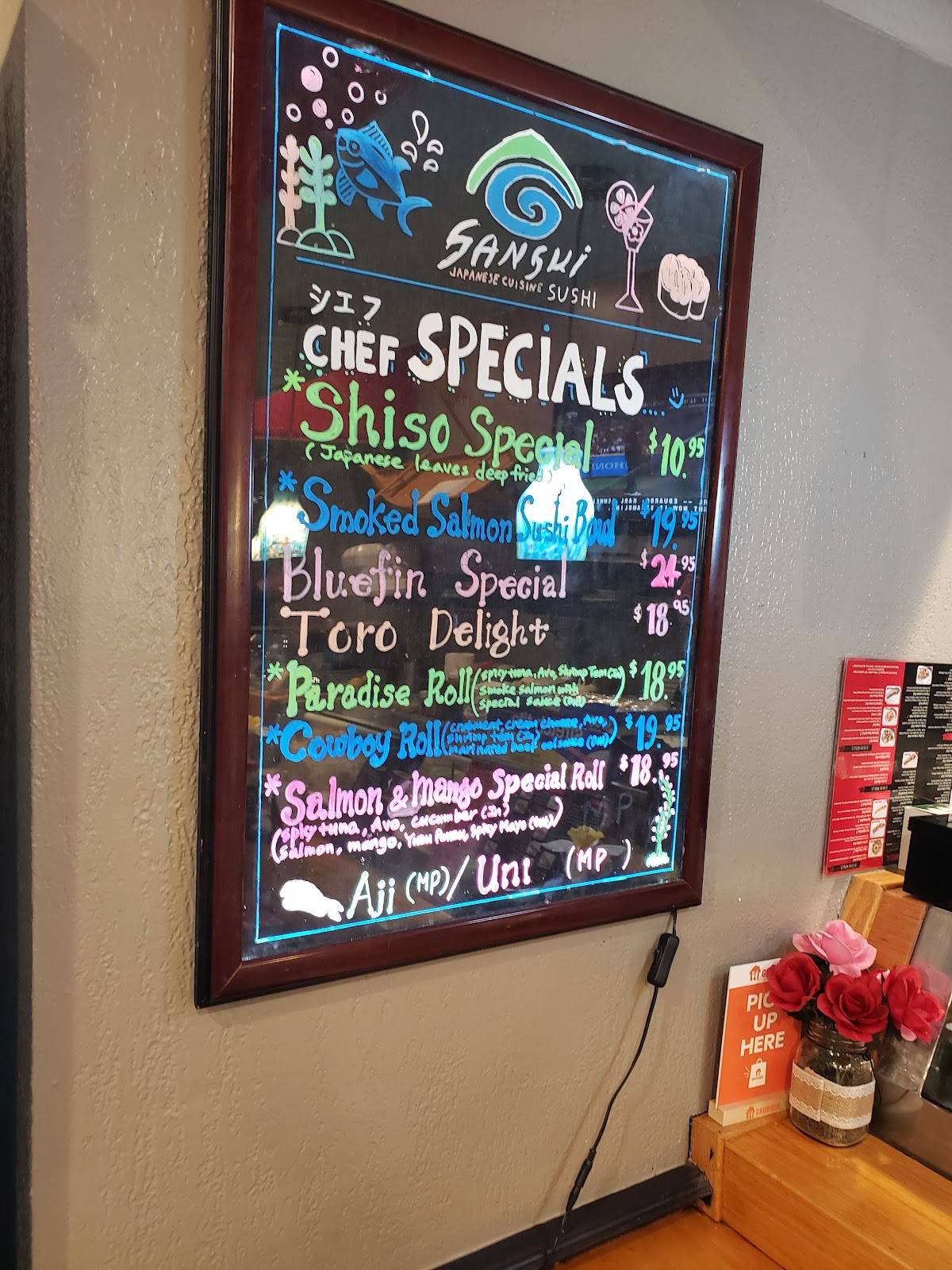 Menu at Sansu Sushi and Cocktails restaurant, East Lansing