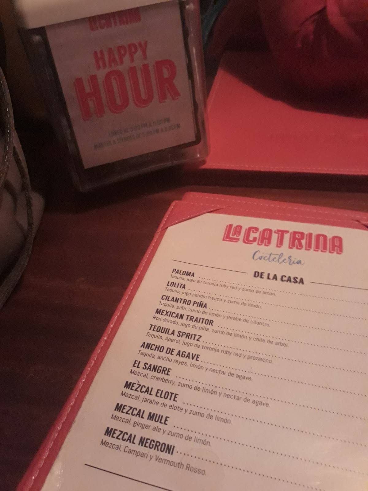 Menu at La Catrina restaurant, Santo Domingo, C. Max Henriquez Ureña