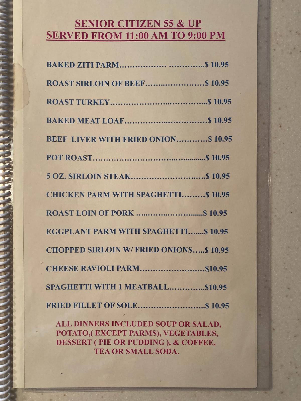 Menu at Village Diner restaurant, Saugerties, 140 Main St