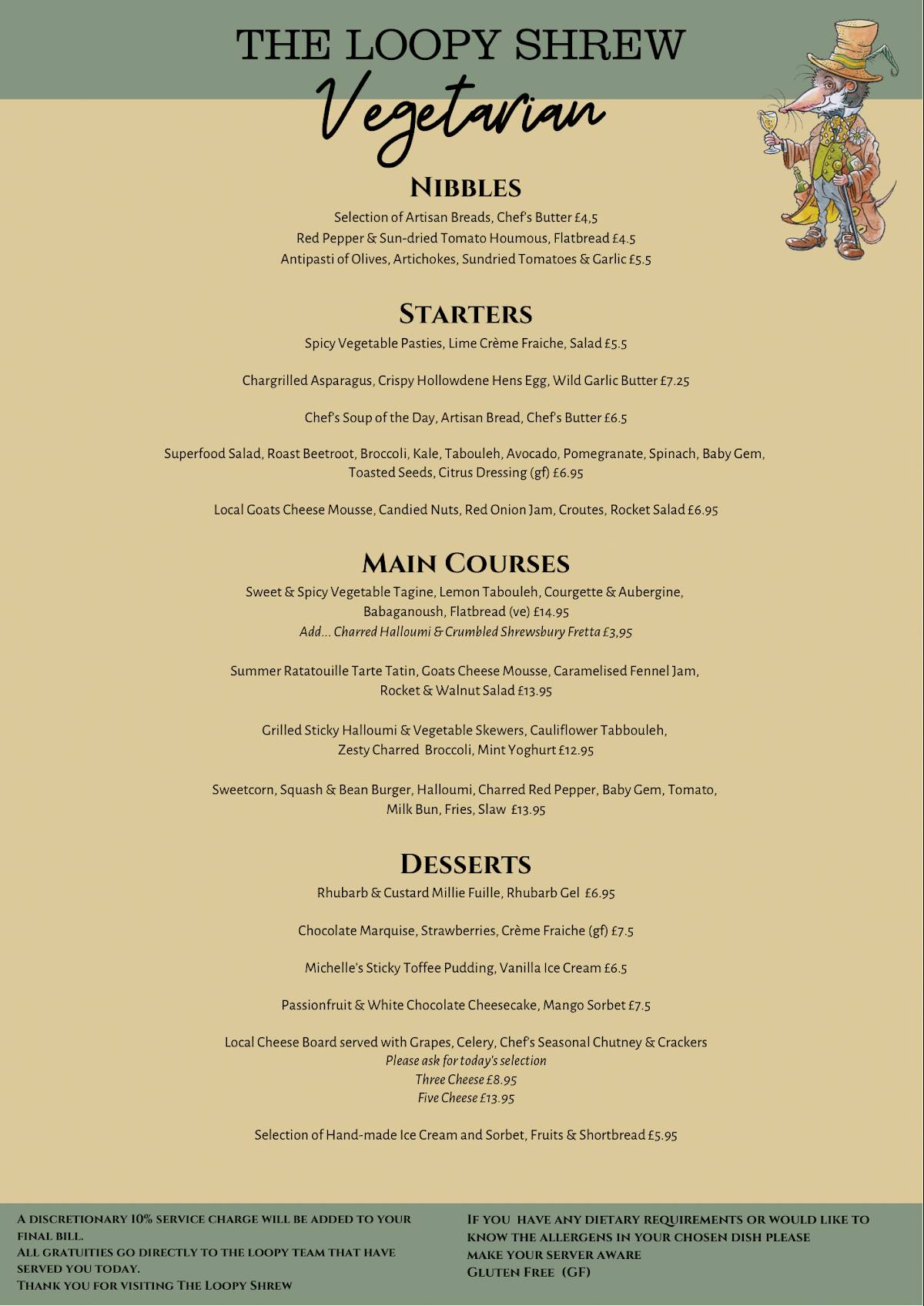 Menu at The Loopy Shrew pub & bar, Shrewsbury