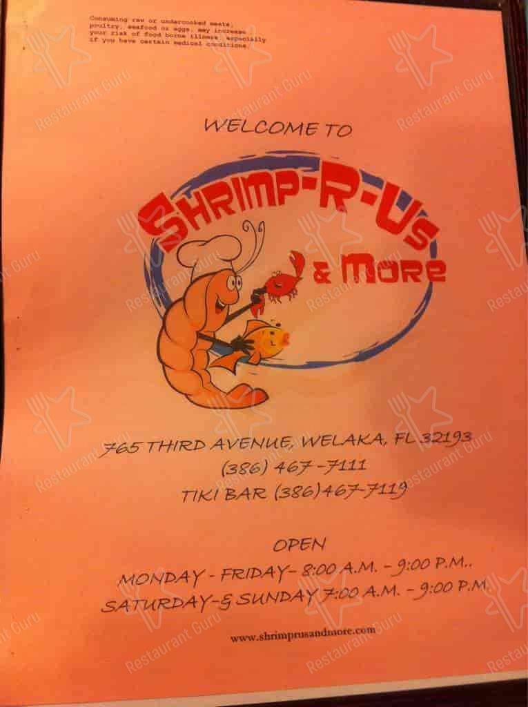 Menu at Shrimp R Us & More restaurant, Welaka, 765 3rd Ave