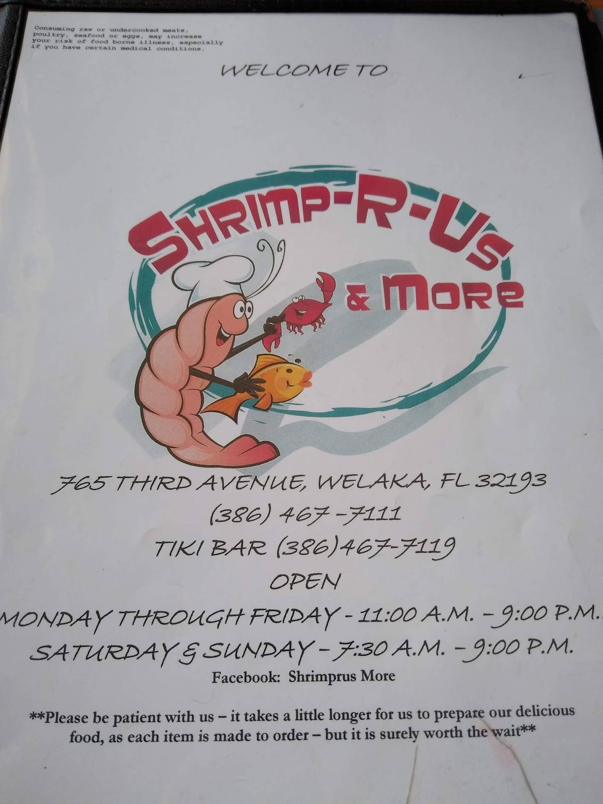 Menu at Shrimp R Us & More restaurant, Welaka, 765 3rd Ave