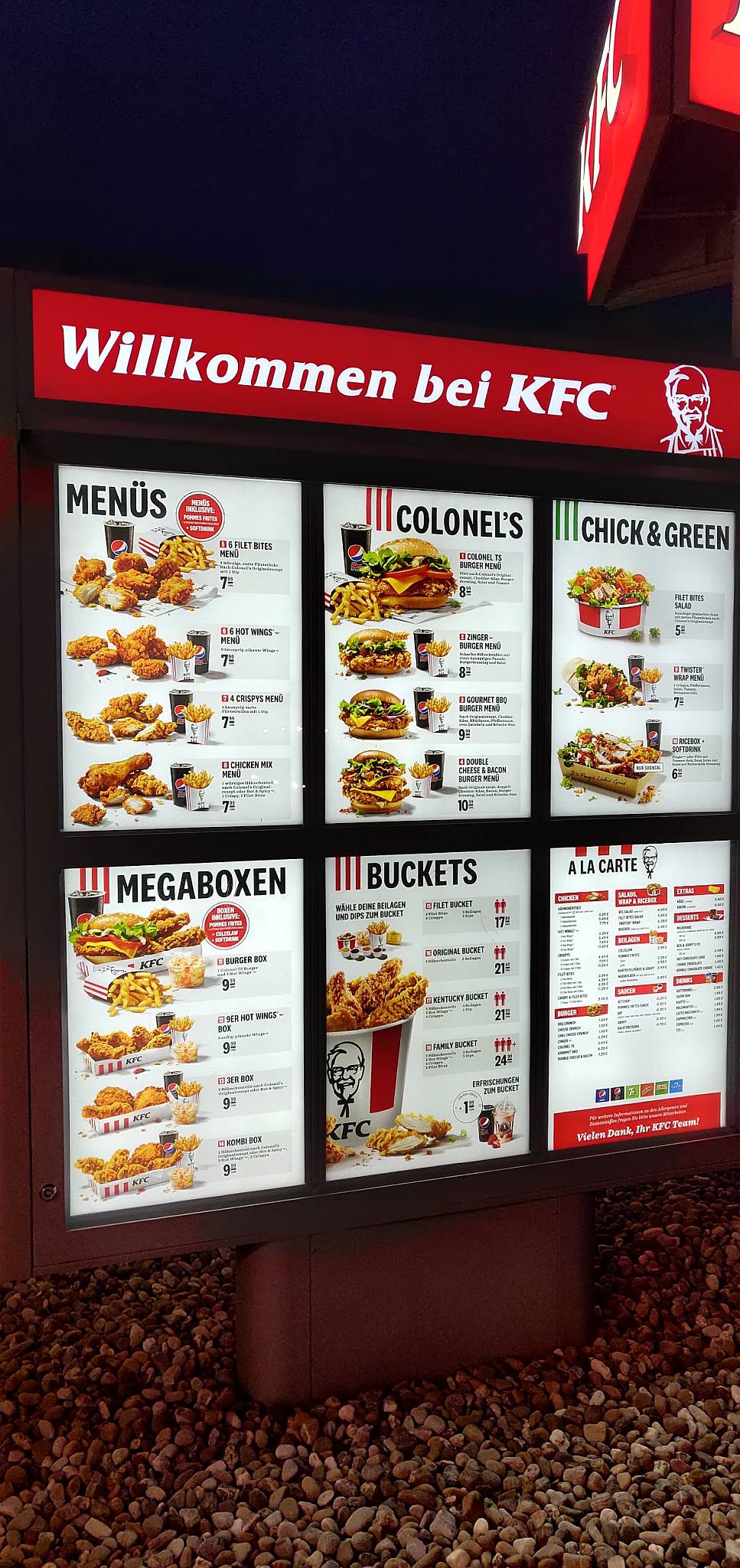 Speisekarte von Kentucky Fried Chicken fast Food, Singen (Hohentwiel ...
