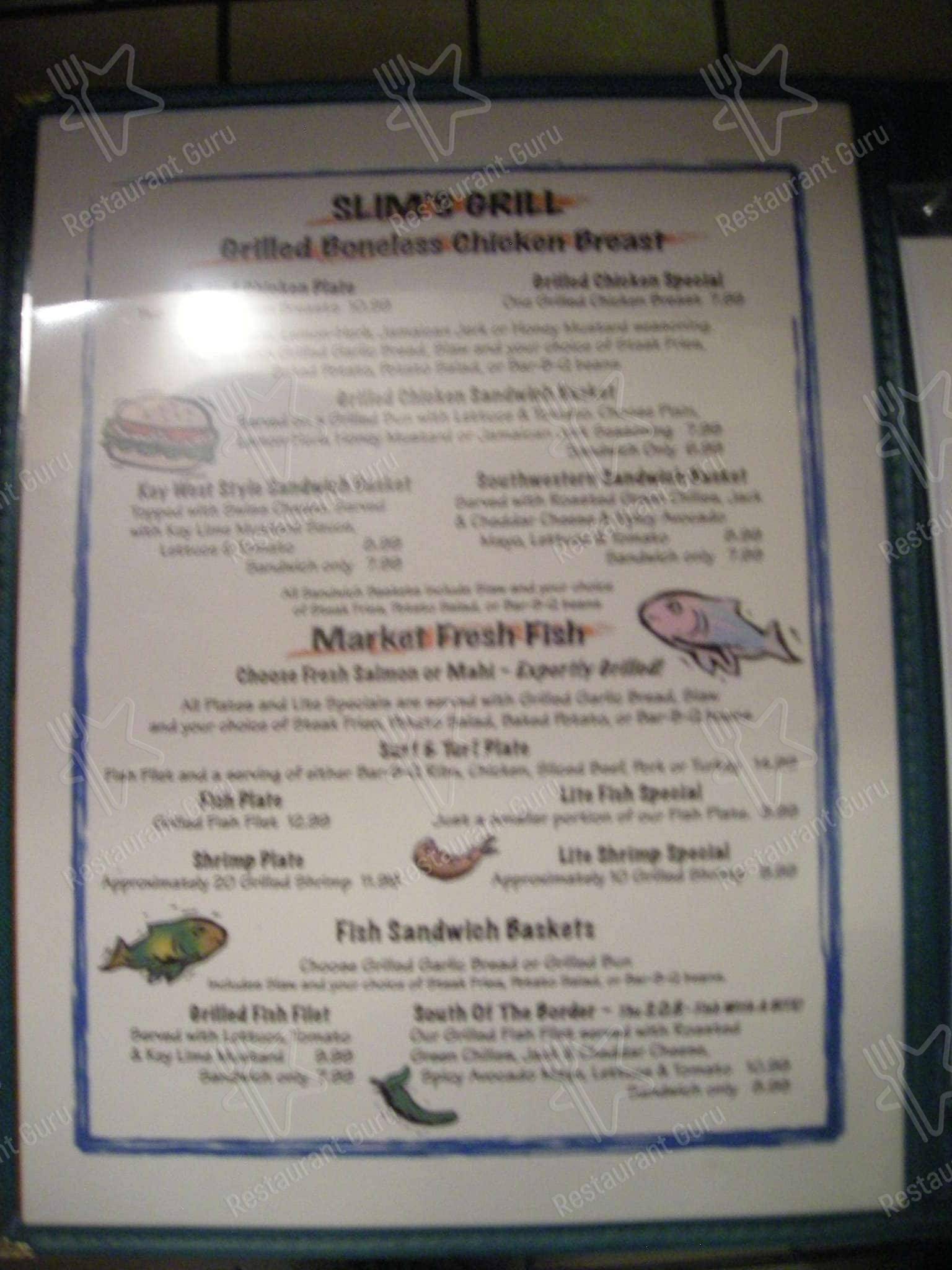 Menu at Slim's Bar-B-Q, Arcadia