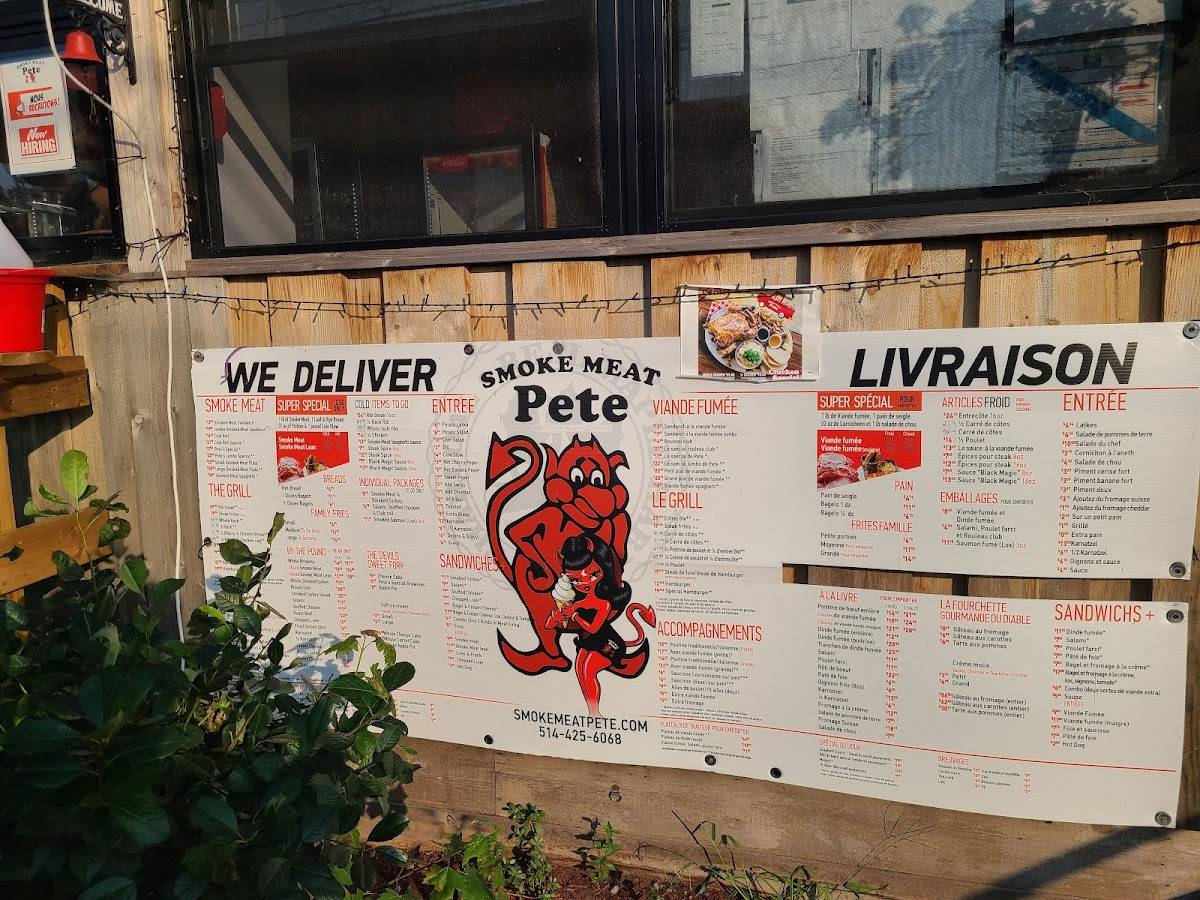 Menu at Smoke Meat Pete restaurant, L'Île-Perrot