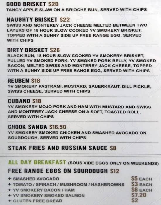 Menu at Yarra Valley Smokery cafe, Lilydale
