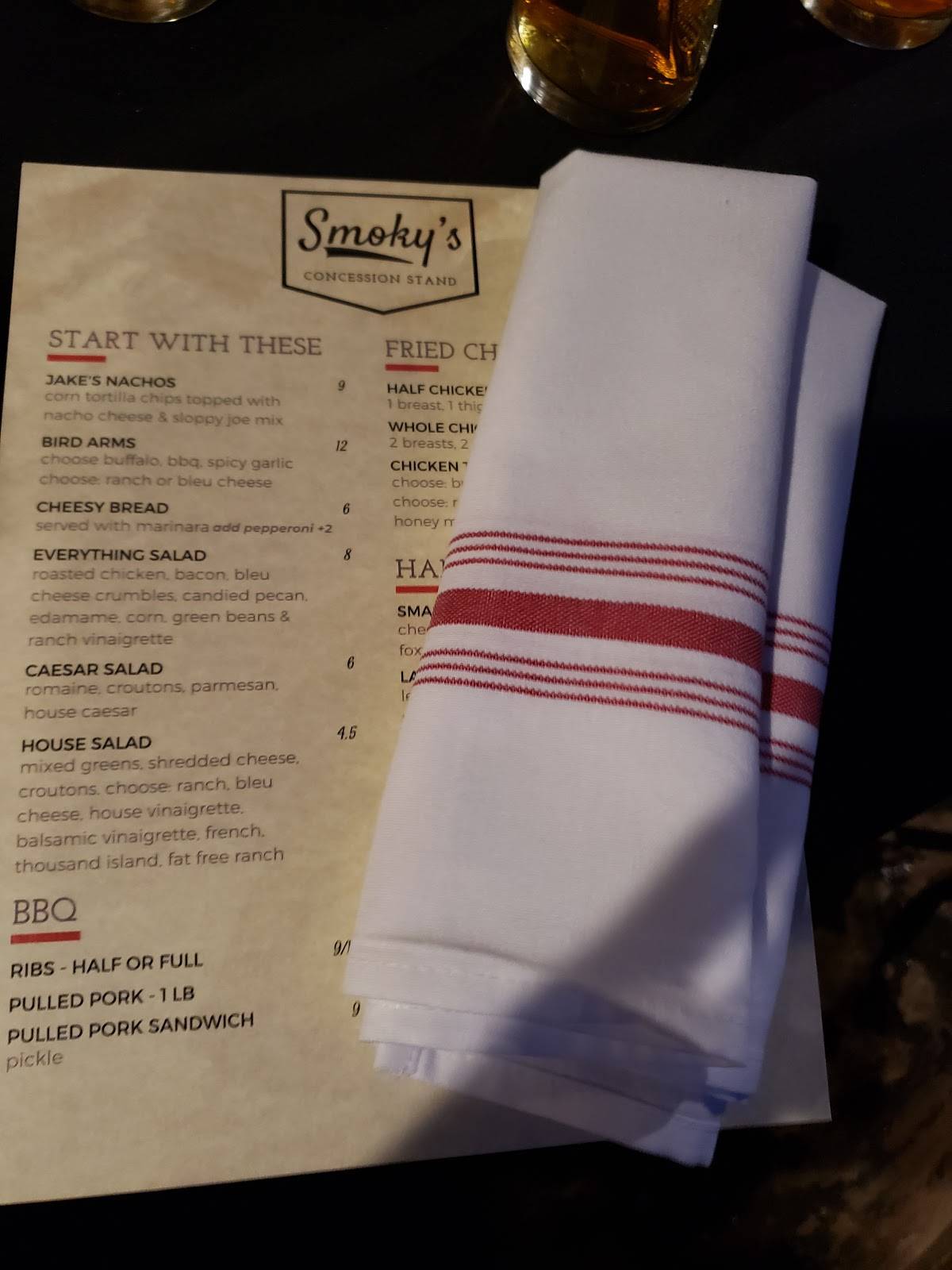 Menu at Smoky's Concession Stand BBQ, Lapel