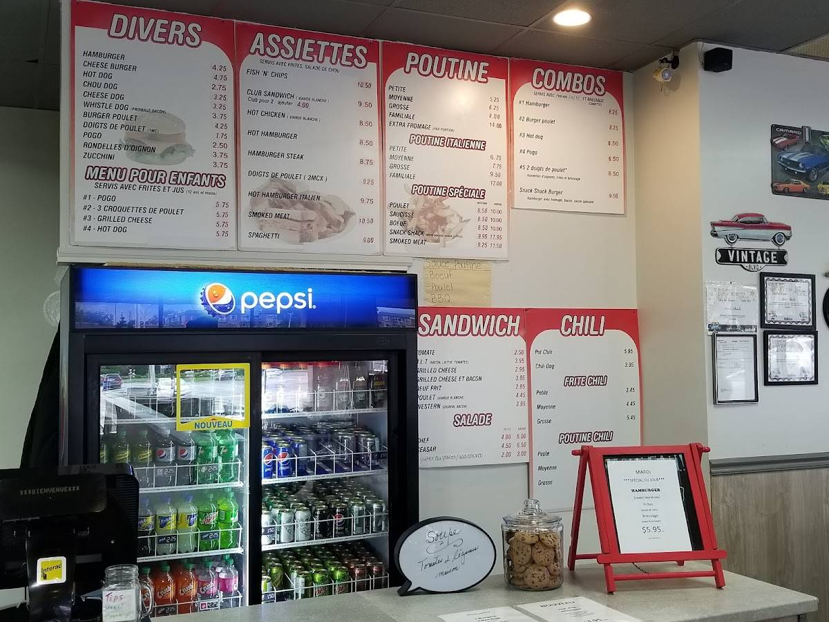 Menu at Snack Shack fast food, Gatineau