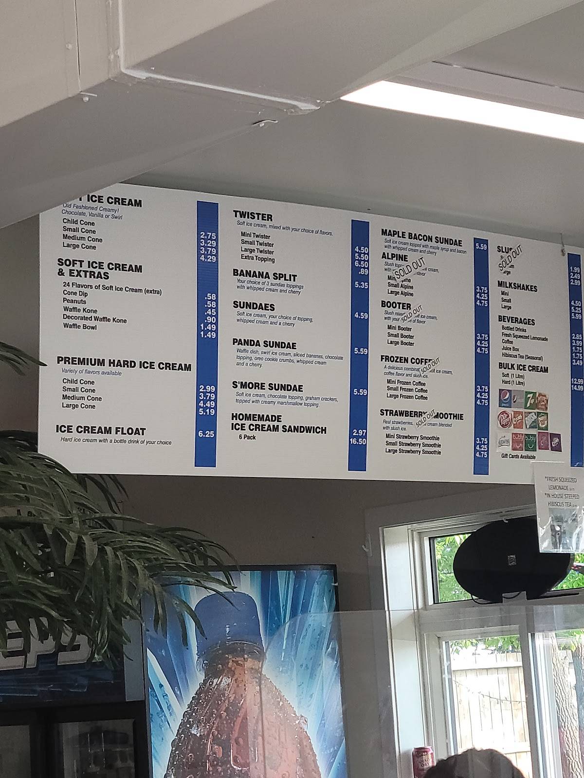 Menu at Snak Shak Dairy Bar, Selkirk