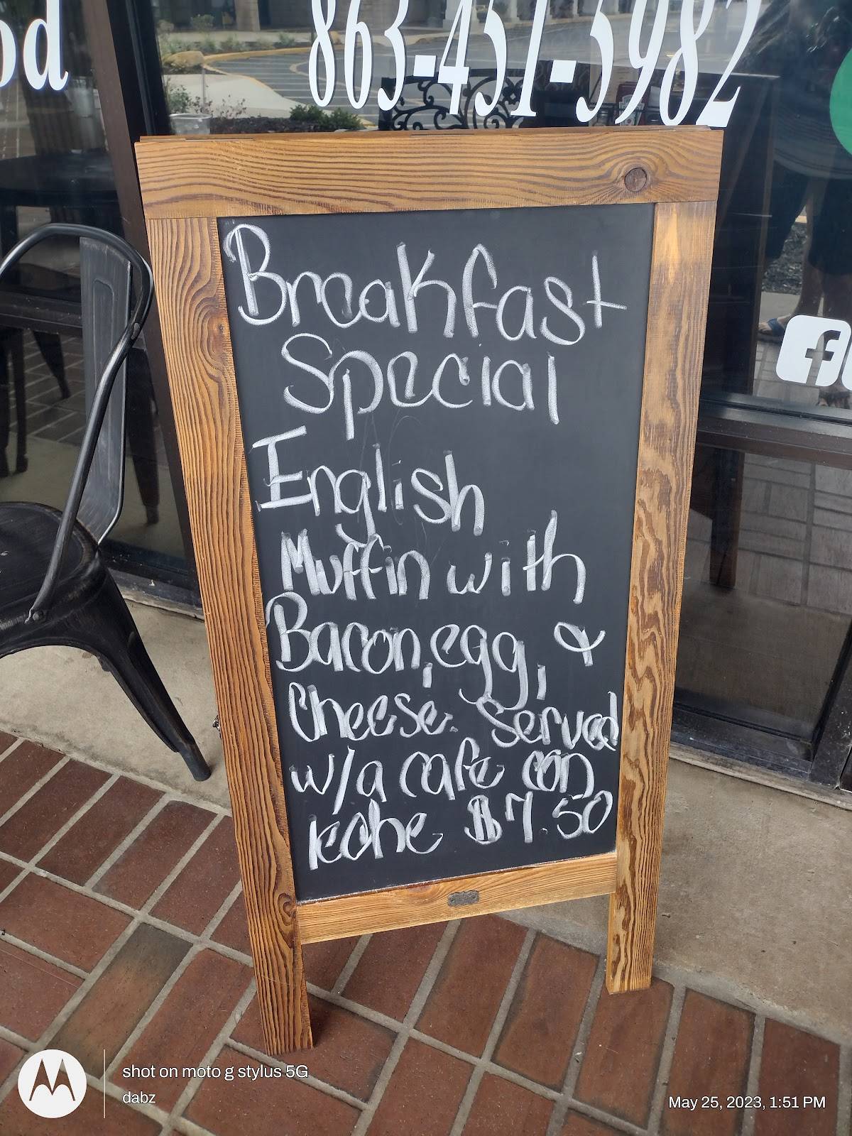 Menu at Sophie’s Cafe, Sebring