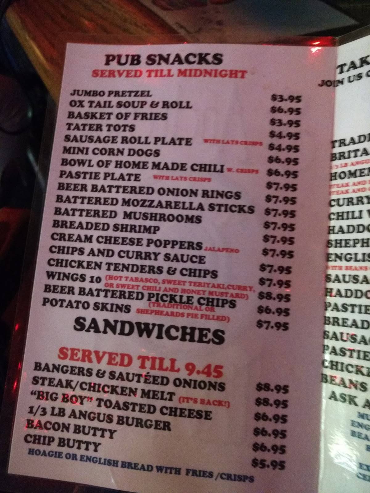 Menu at St Andrews Tavern pub & bar, Altamonte Springs